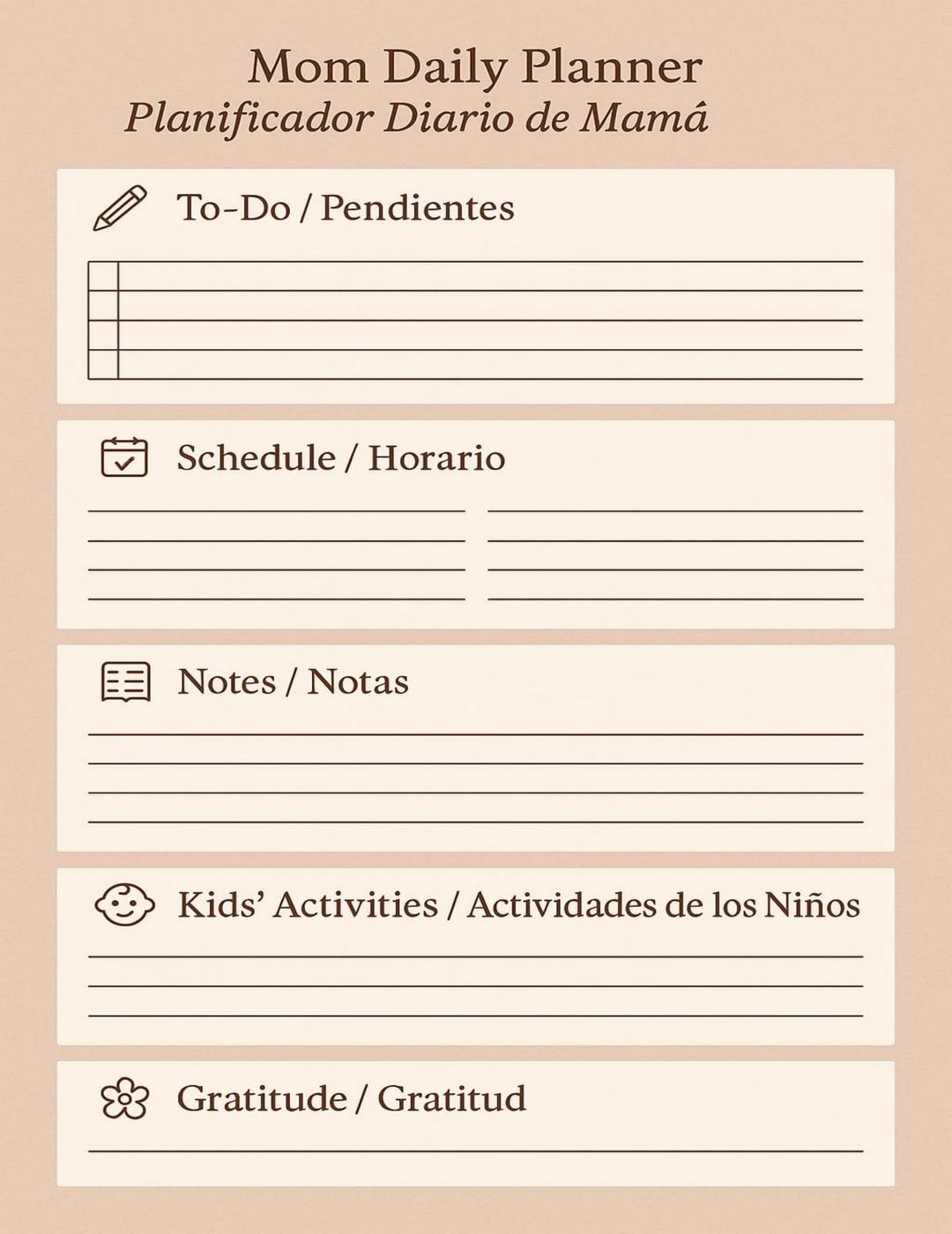 Busy Mom Daily Planner Printable A4 PDF With Kids Schedule to Do List ...