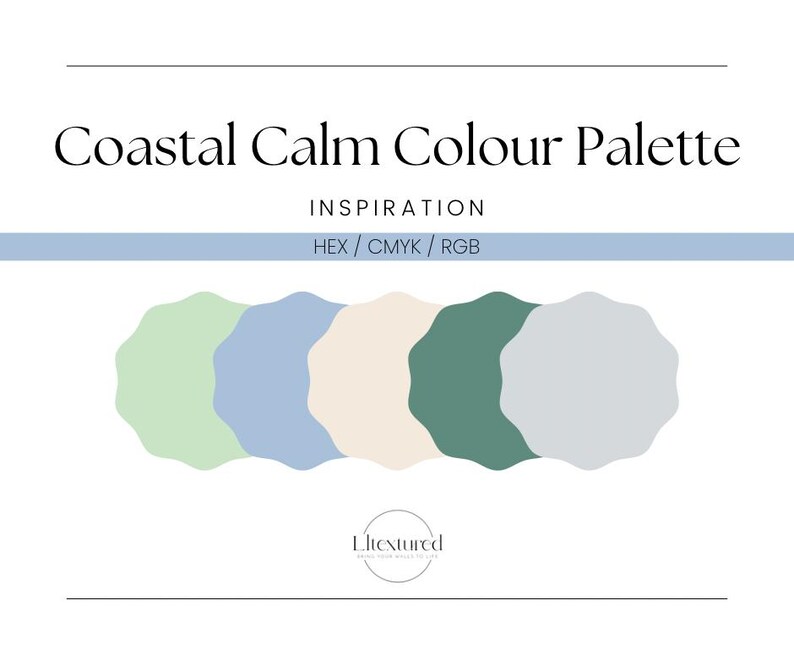 Coastal Calm Colour Palette 5 Coastal Themed Colours With Hex, RGB ...