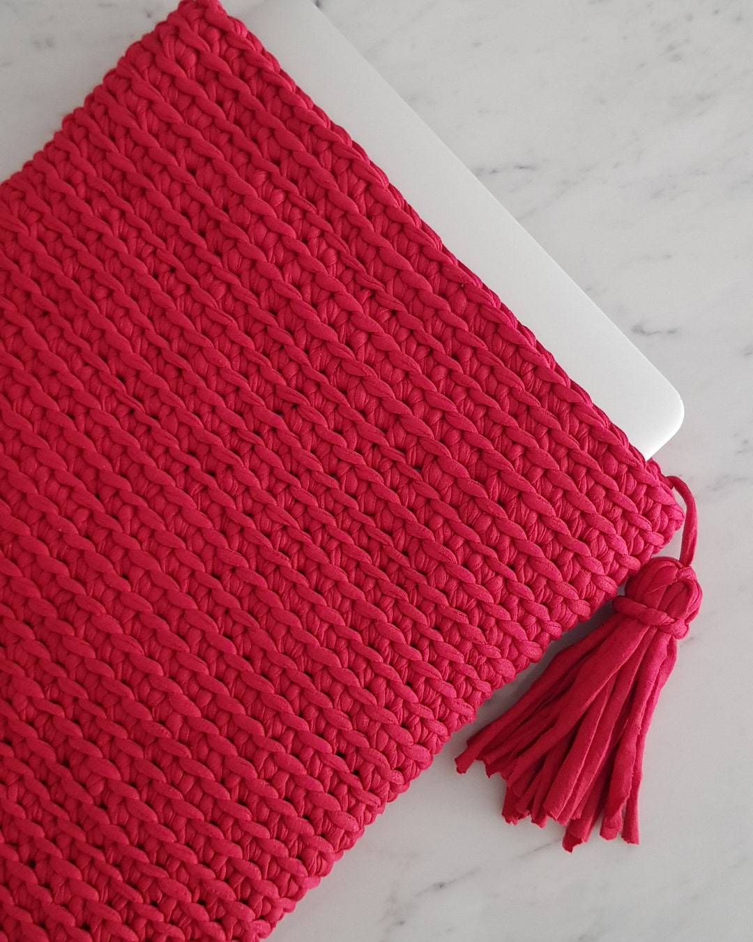 Handmade Crochet MacBook Case, Red Laptop Sleeve, Gift for Her ...
