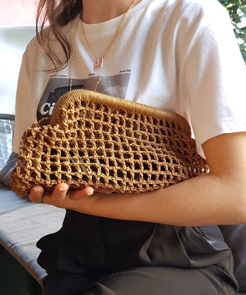 Fishnet Clutch Bag for Woman, Woven Straw Summer Handbag - Etsy