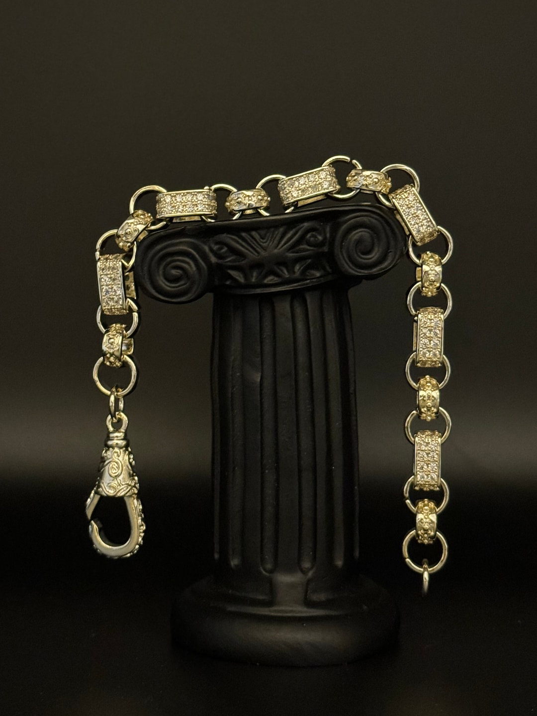 Luxury 9KT Gold GF 10mm Gypsy Link Belcher Bracelet With Albert Clasp ...