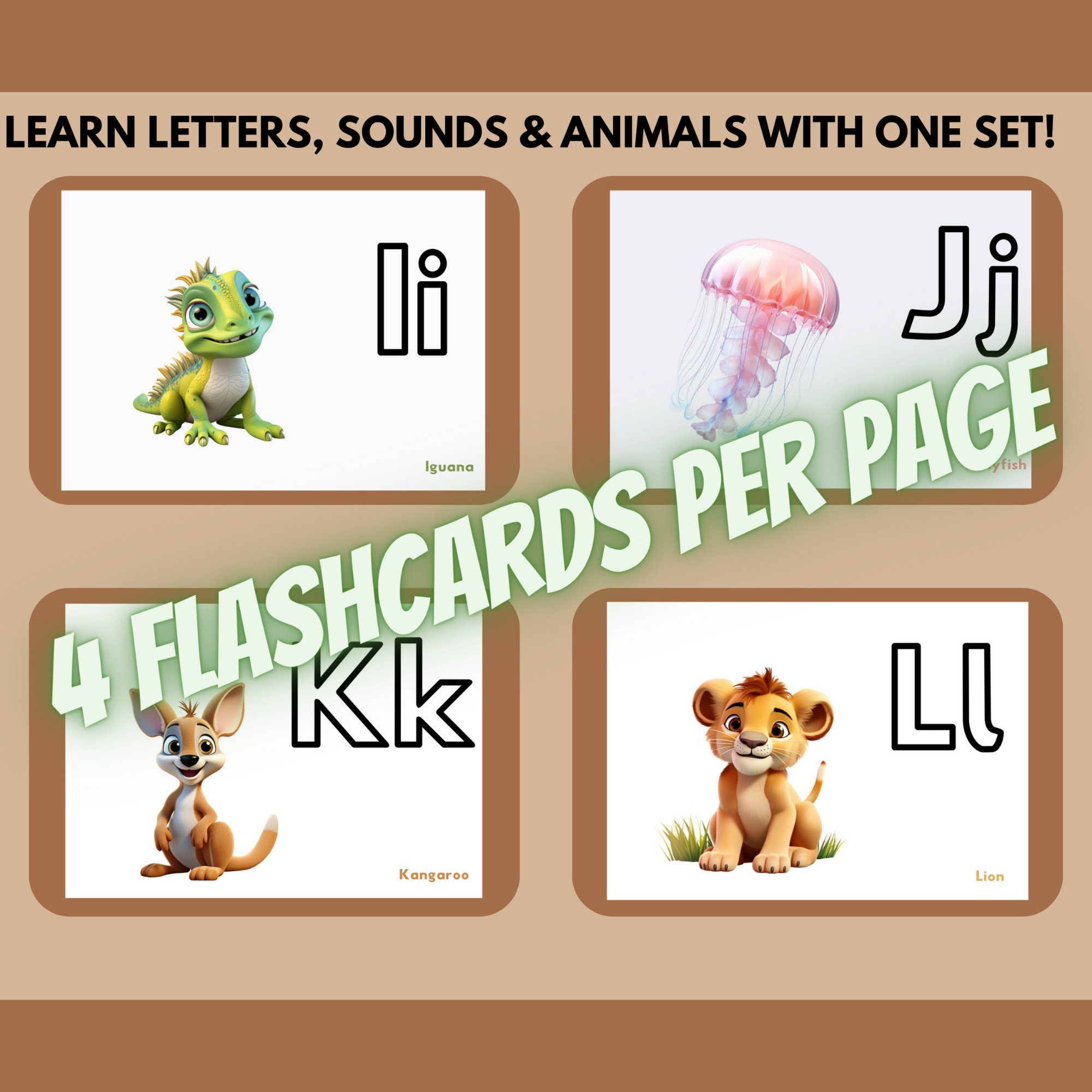 ABC Animal Flashcards for Kids | Alphabet | Animals | Small & Large ...