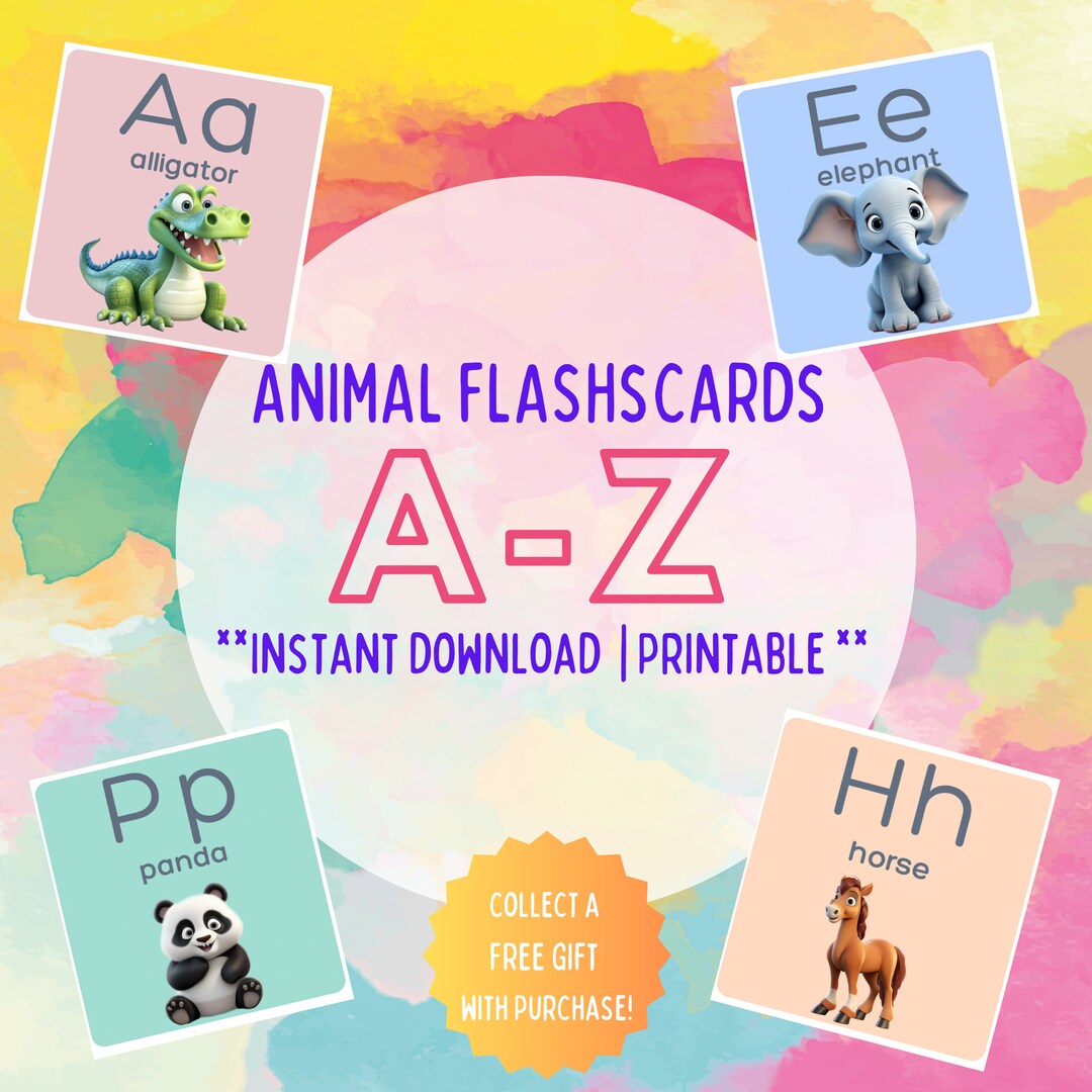 Printable Pastel ABC Flashcards With Cute Animal Illustrations ...