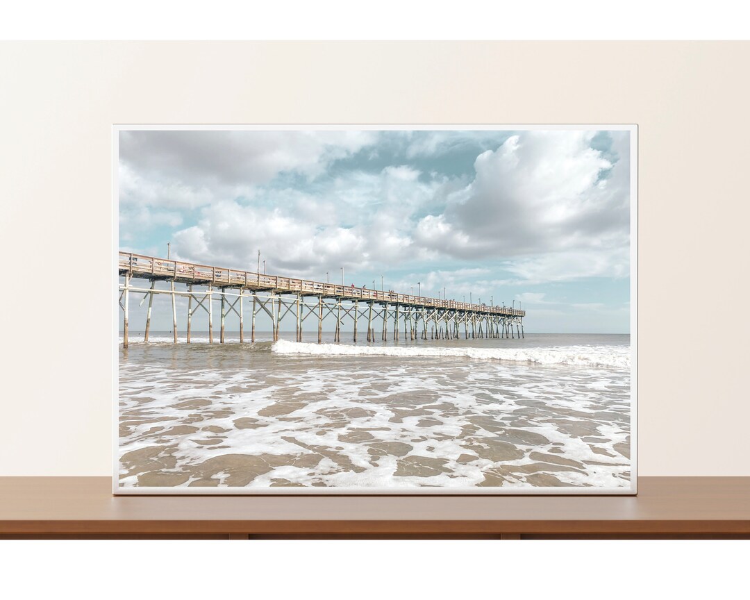 Ocean Pier Digital Print, Coastal Landscape, Aesthetic Beach Photo ...