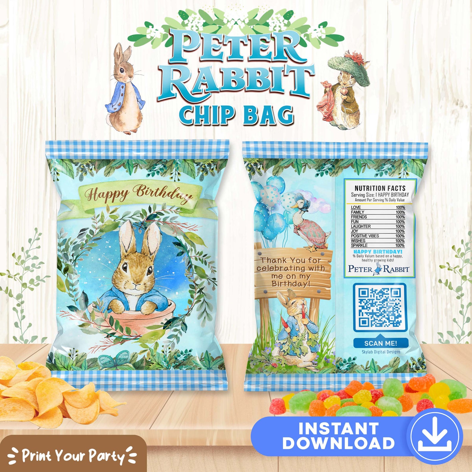 Peter Rabbit Party Decoration Kit / Peter Rabbit Backdrop Invitation ...