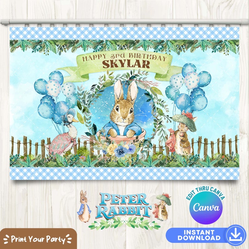 Peter Rabbit Party Decoration Kit / Peter Rabbit Backdrop Invitation ...