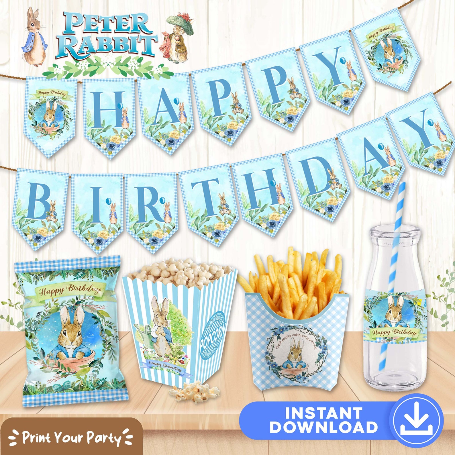 Peter Rabbit Party Decoration Kit / Peter Rabbit Backdrop Invitation ...