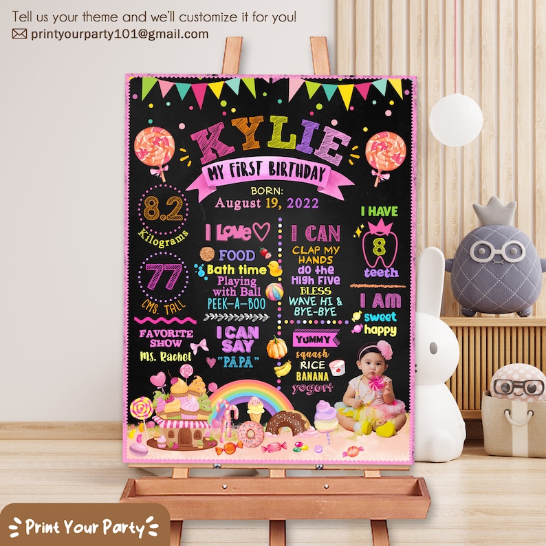 Milestone Chalkboard All Themes / Custom Baby Milestone Board Candyland ...