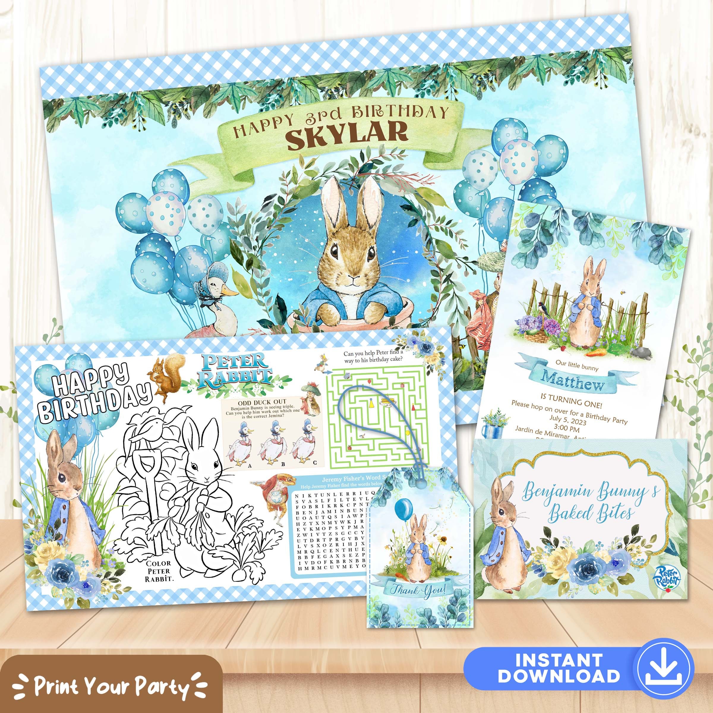 Peter Rabbit Party Decoration Kit / Peter Rabbit Backdrop Invitation ...