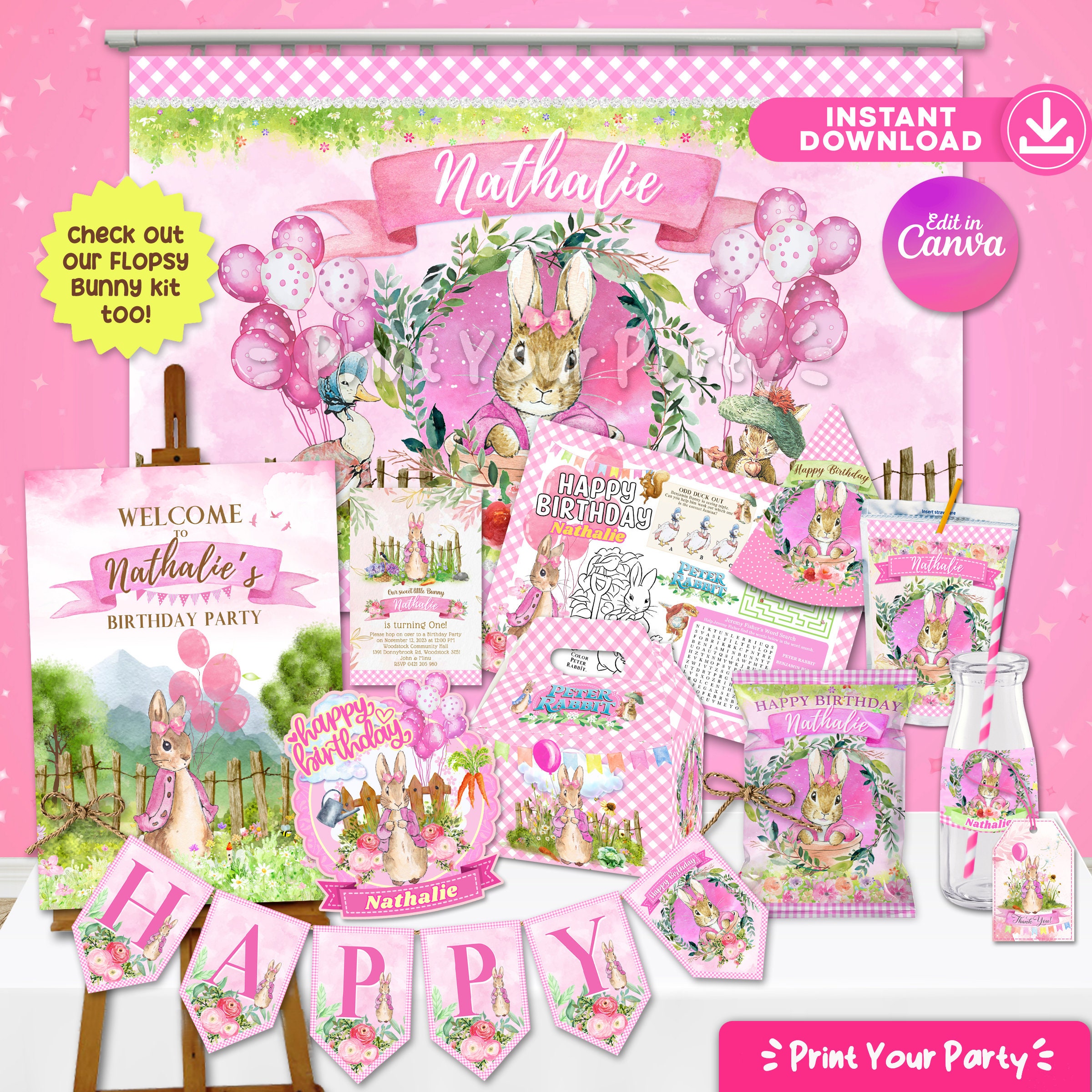 Peter Rabbit Party Decoration Kit / Peter Rabbit Backdrop Invitation ...