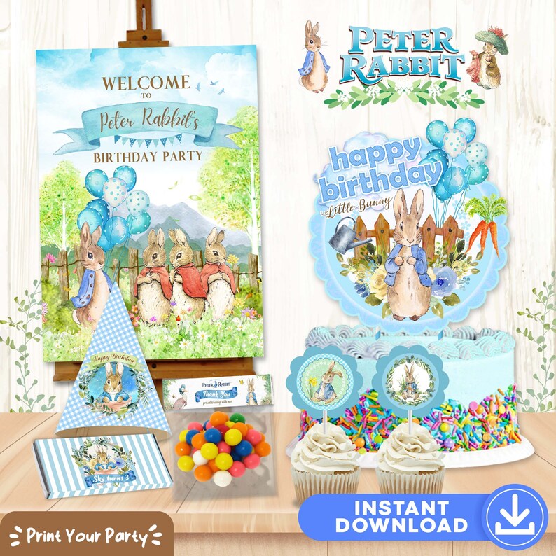 Peter Rabbit Party Decoration Kit / Peter Rabbit Backdrop Invitation ...
