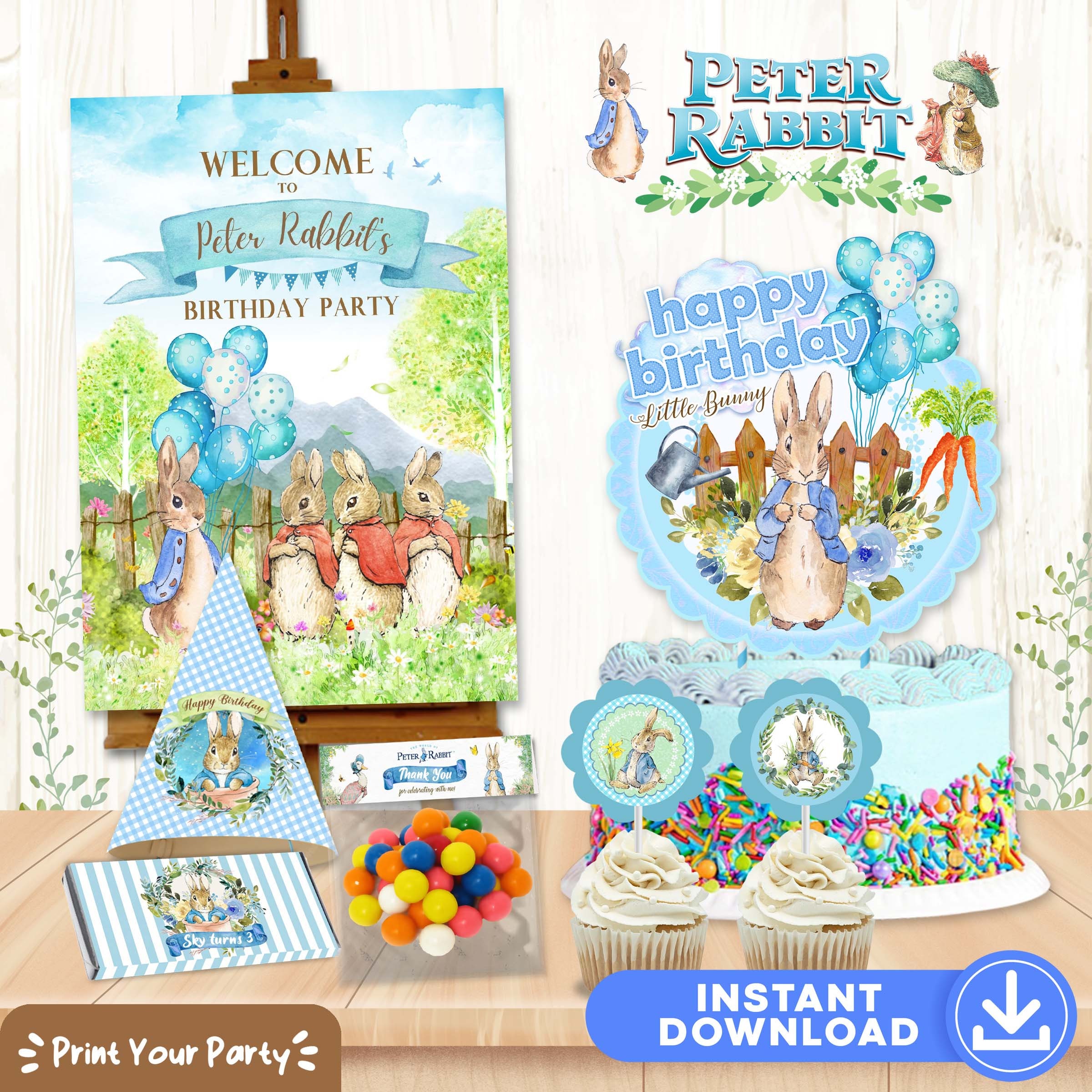 Peter Rabbit Party Decoration Kit / Peter Rabbit Backdrop Invitation ...