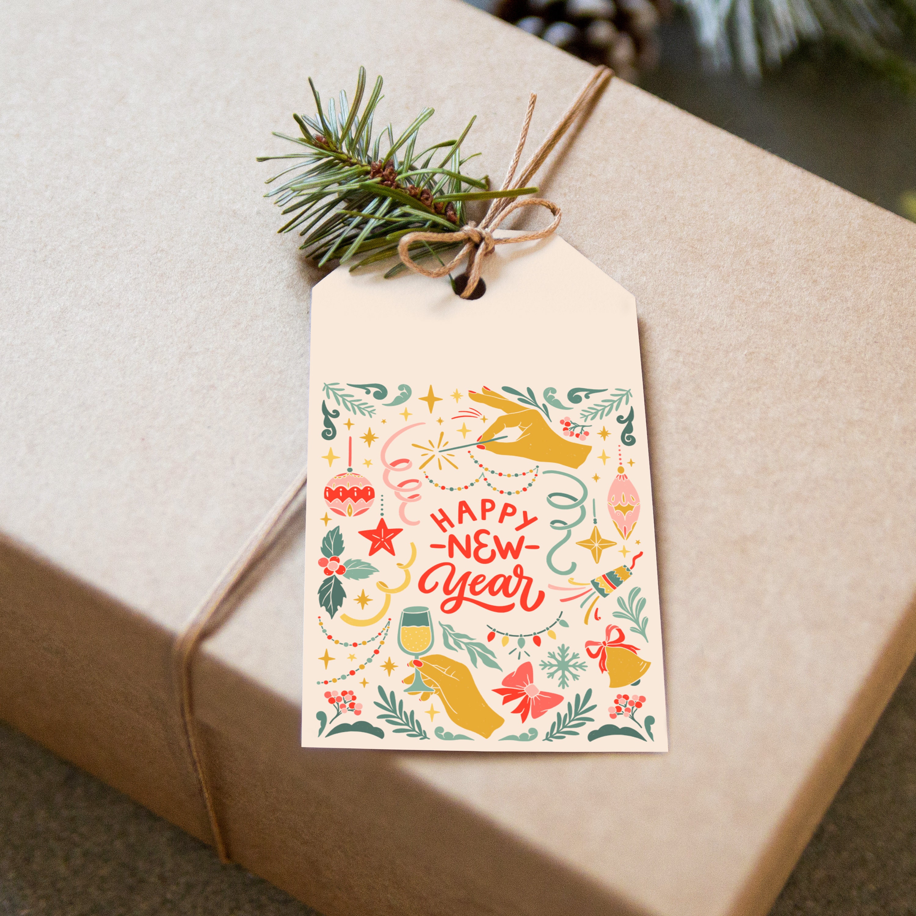 Pink New Year Gift Tags Printable Happy New Year Gift Tags New Years ...