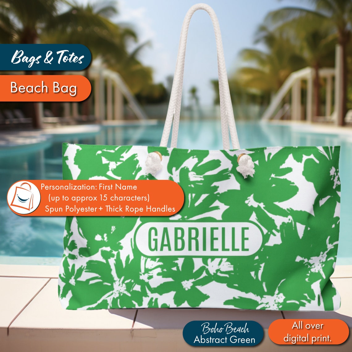 Custom Neon Coral Beach Tote Gift for Her Girls Trip Bridesmaid Beach ...