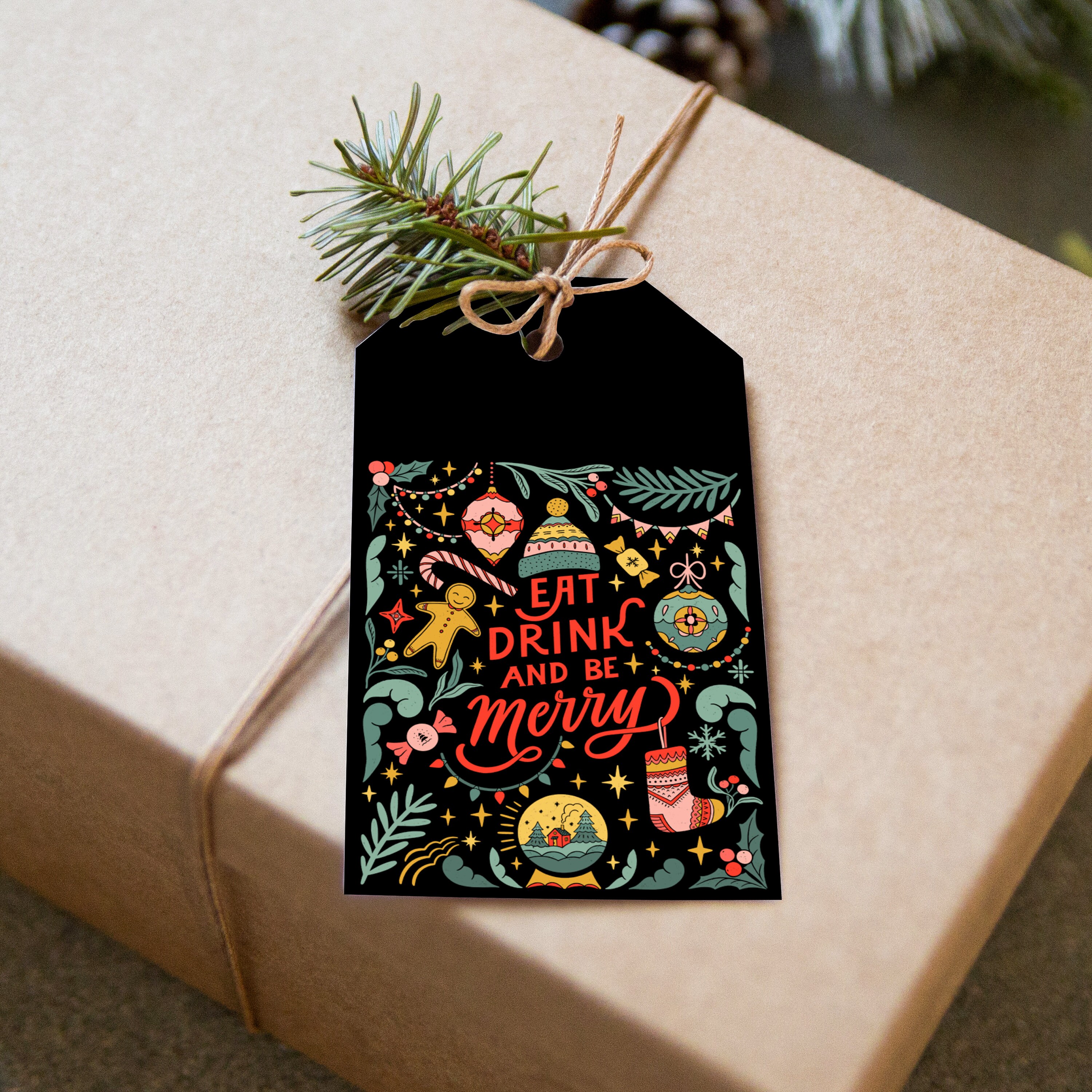 Black Christmas Gift Tags Printable Gift Tag Template Gift Tag SVG ...