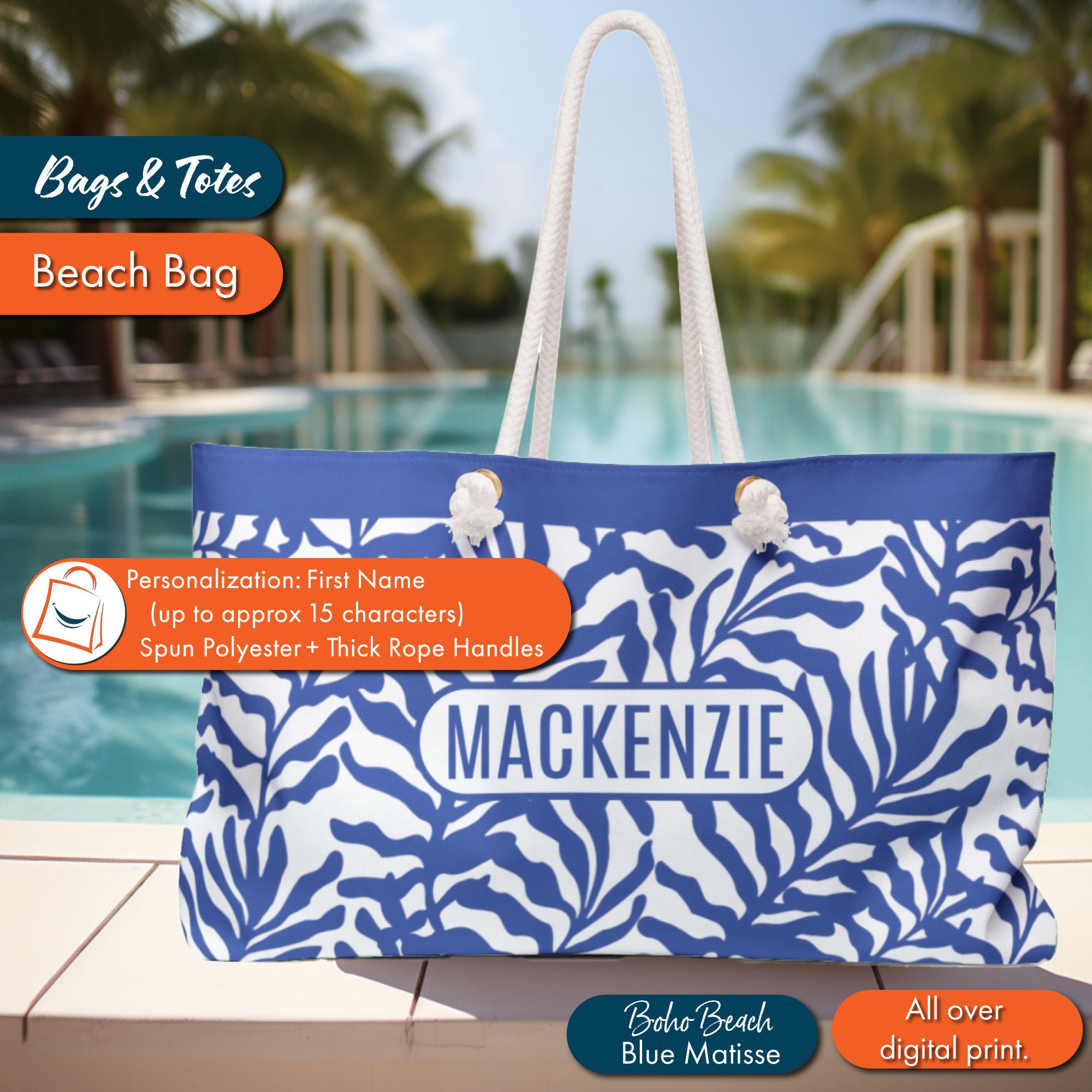 Custom Neon Coral Beach Tote Gift for Her Girls Trip Bridesmaid Beach ...