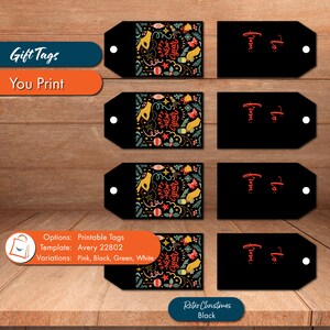 Black New Year Gift Tags Printable Happy New Year Gift Tags New Years ...