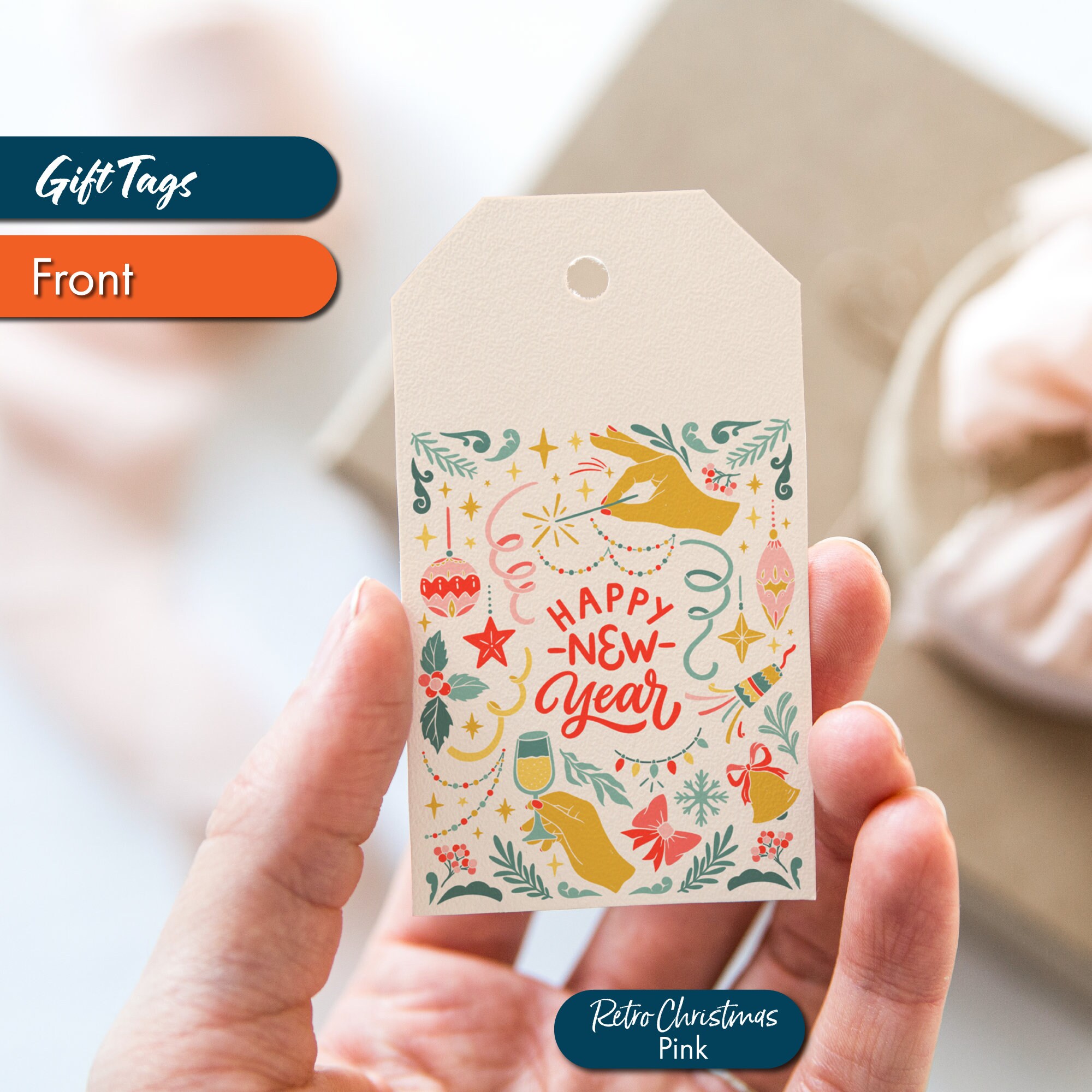 Pink New Year Gift Tags Printable Happy New Year Gift Tags New Years ...