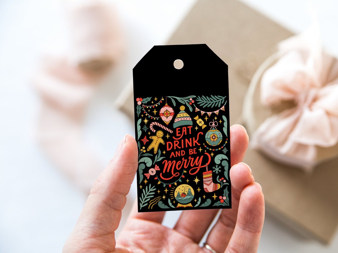 Black Christmas Gift Tags Printable Gift Tag Template Gift Tag SVG ...