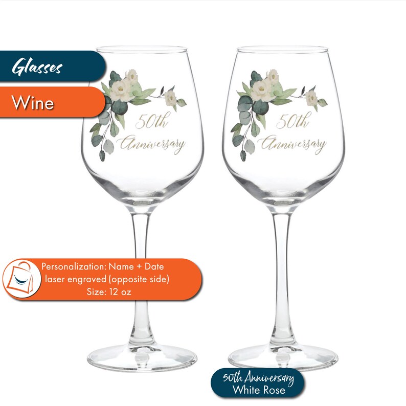 Personalized Wine Glasses 50th Wedding Anniversary Gift for Couple ...