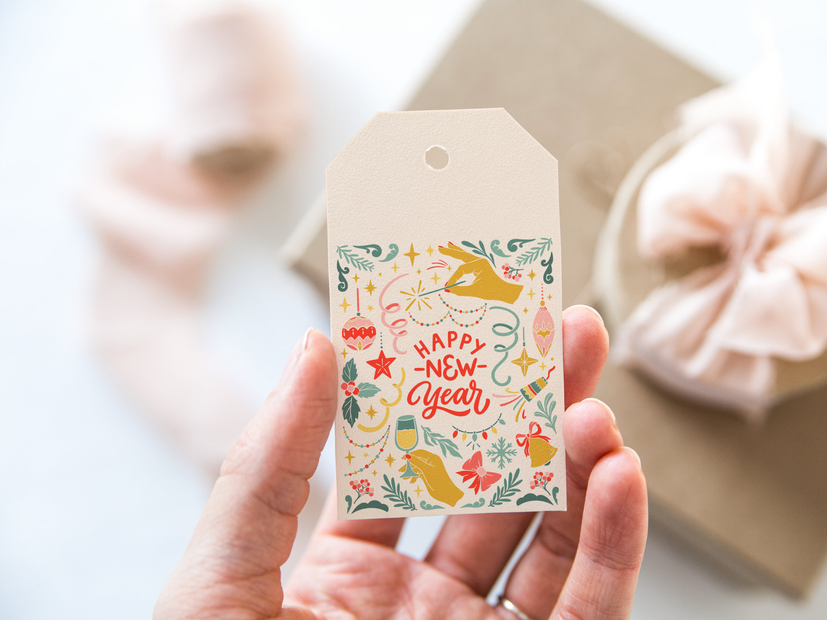 Pink New Year Gift Tags Printable Happy New Year Gift Tags New Years ...