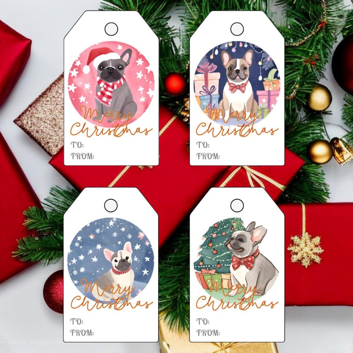 Set of 8 Printable French Bulldog Christmas Gift Tags | Festive ...