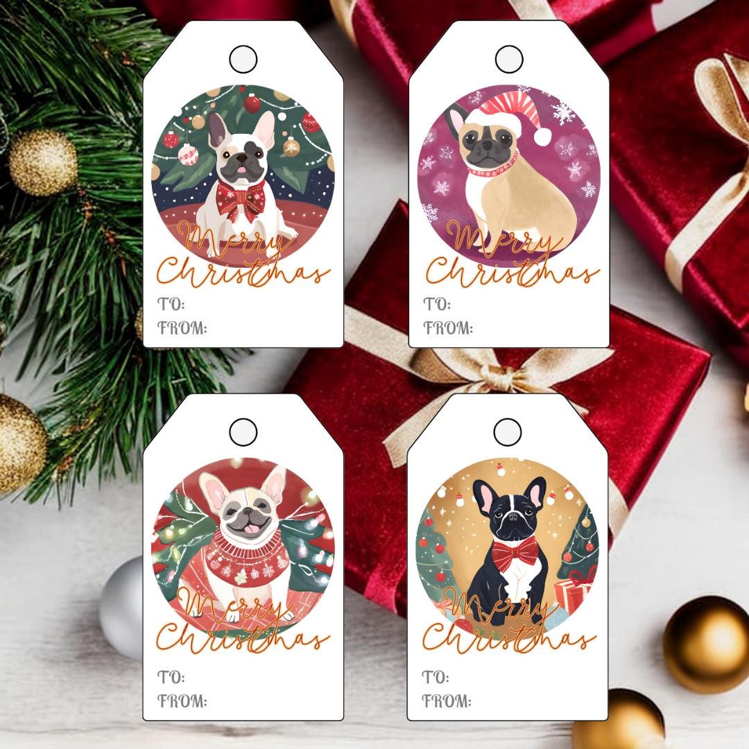 Set of 8 Printable French Bulldog Christmas Gift Tags | Festive ...