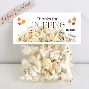 Fall Popcorn Snack Bag Topper - Realtor Open House Tags - Customizable ...