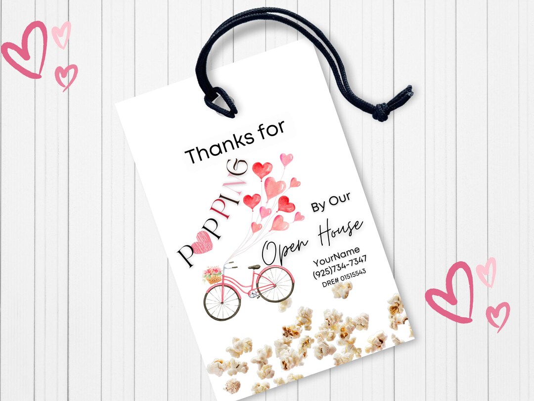 Open House Popcorn Tag | Editable Canva Template | Real Estate ...