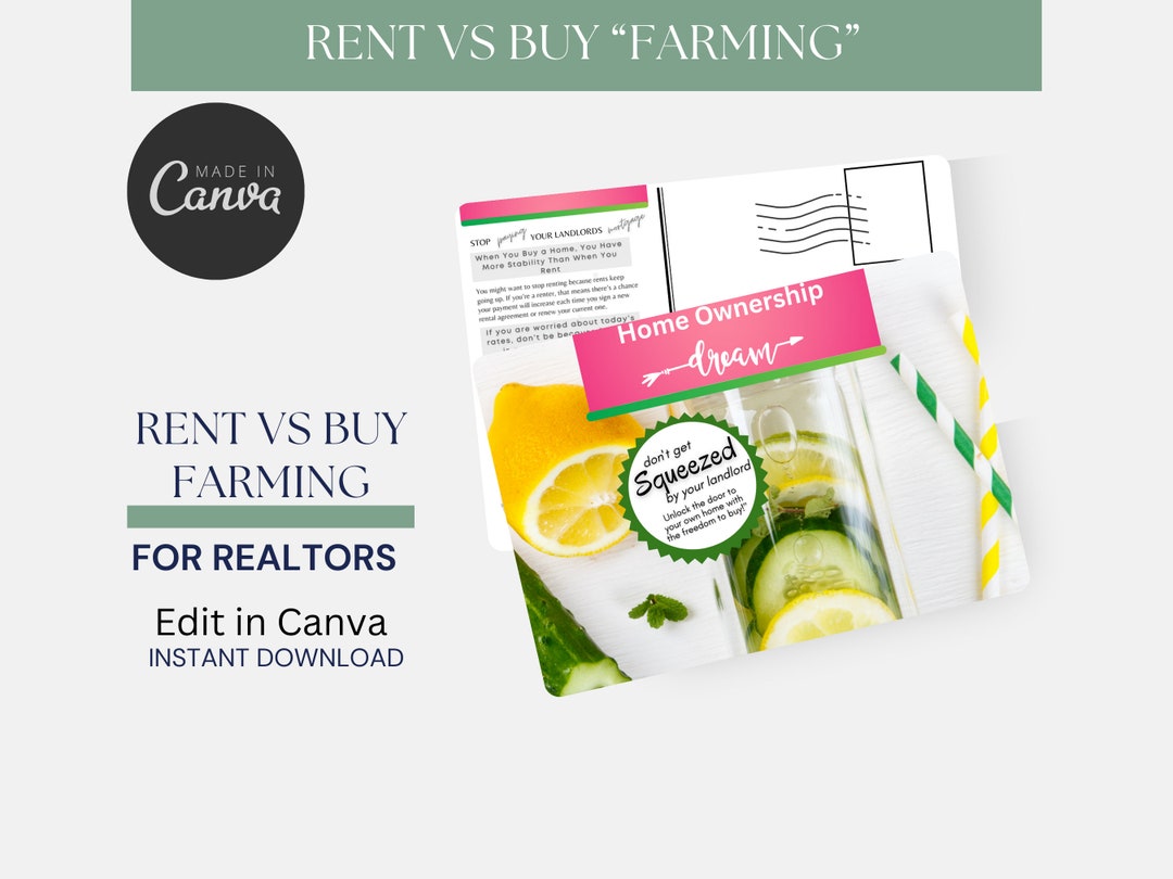 Rent Vs Buy Farming Postcard, Target Marketing for Real Estate Agents ...