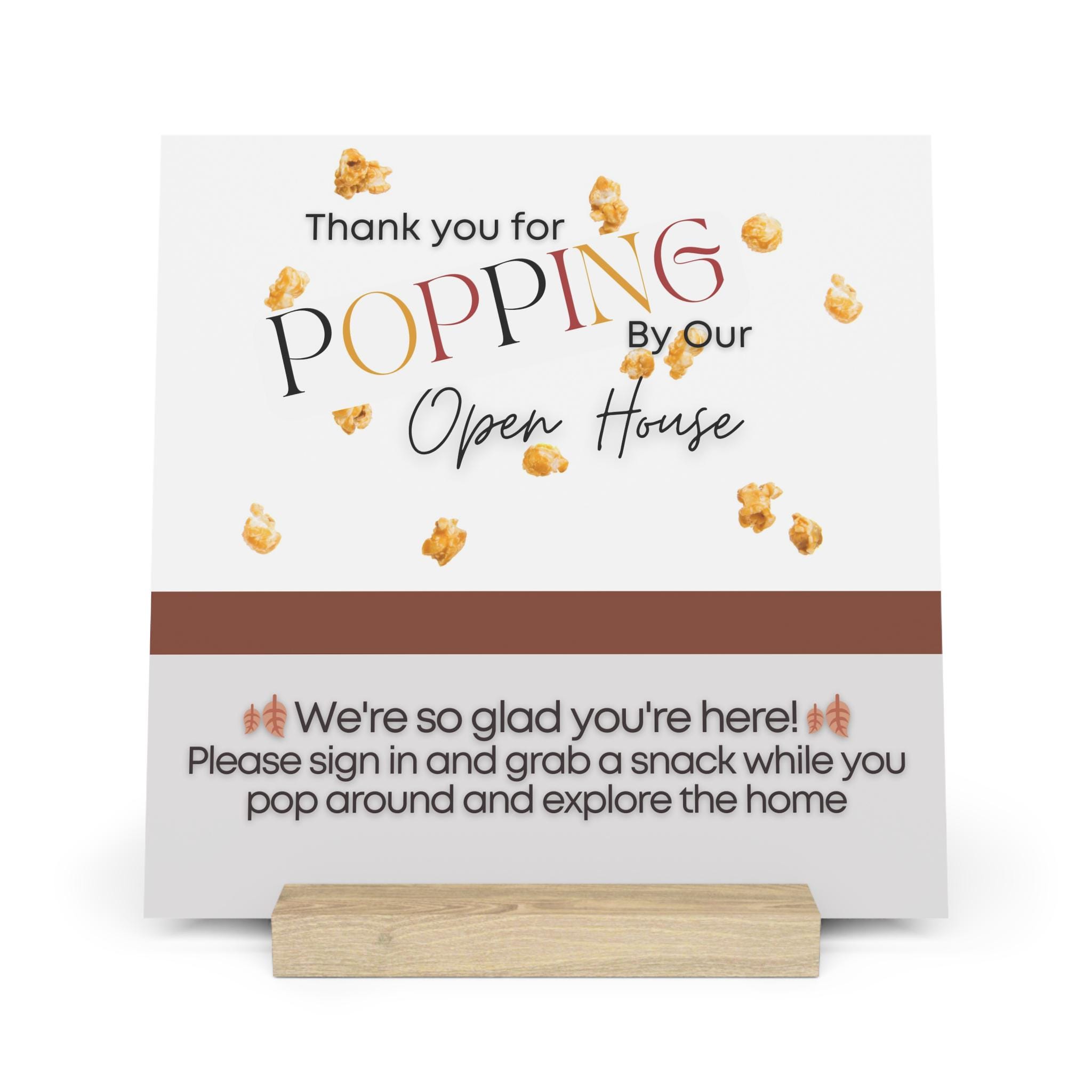 Popcorn Open House Sign | 10x10 Realtor Welcome & Snack Station Decor ...