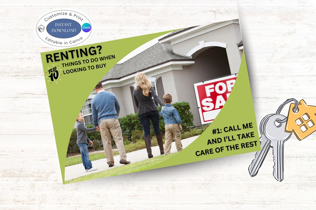 Renters to Buyers Postcard | Digital Download for Realtors | Bonus Rent ...