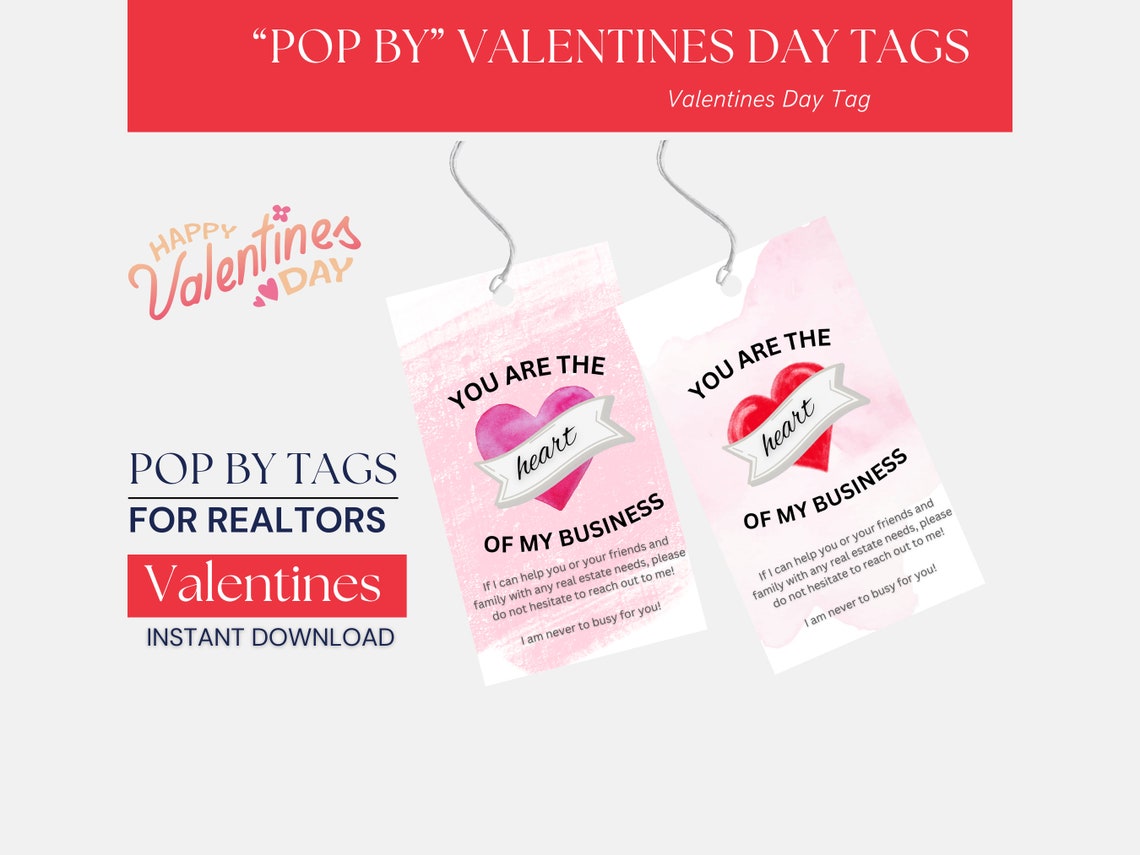 Happy Valentines Day Real Estate Agent Gift Tag . Instant Download ...