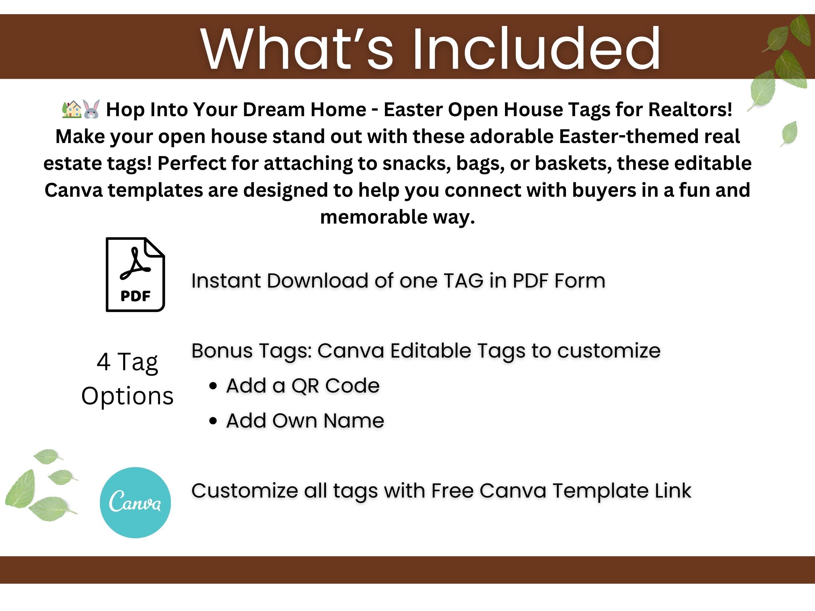Hop Into Your Dream Home - Editable Easter Open House Tags | Realtor ...