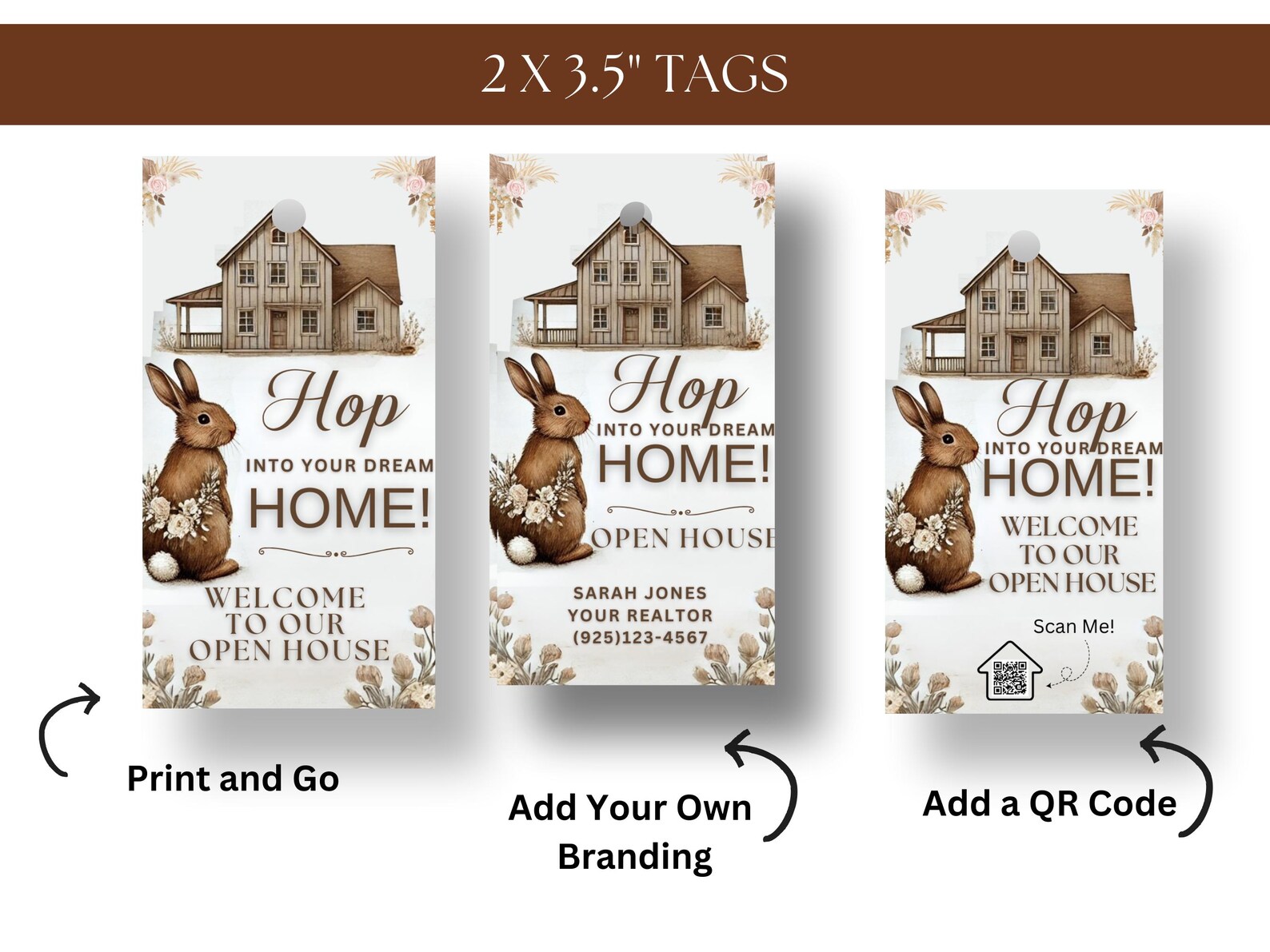 Hop Into Your Dream Home - Editable Easter Open House Tags | Realtor ...