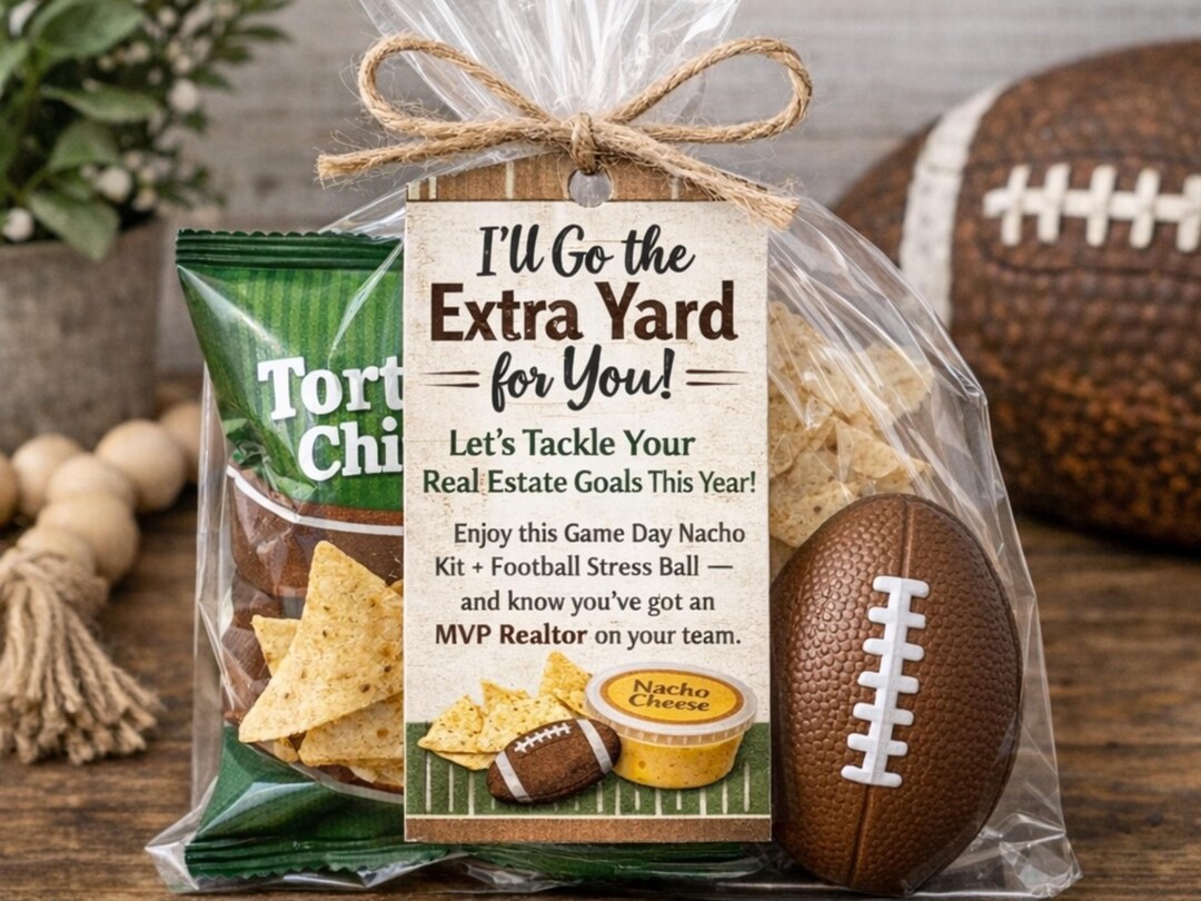 February Open House Pop-by Kit for Realtors • Nacho Kit Tag • Football ...