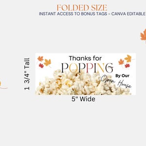 Fall Popcorn Snack Bag Topper - Realtor Open House Tags - Customizable ...