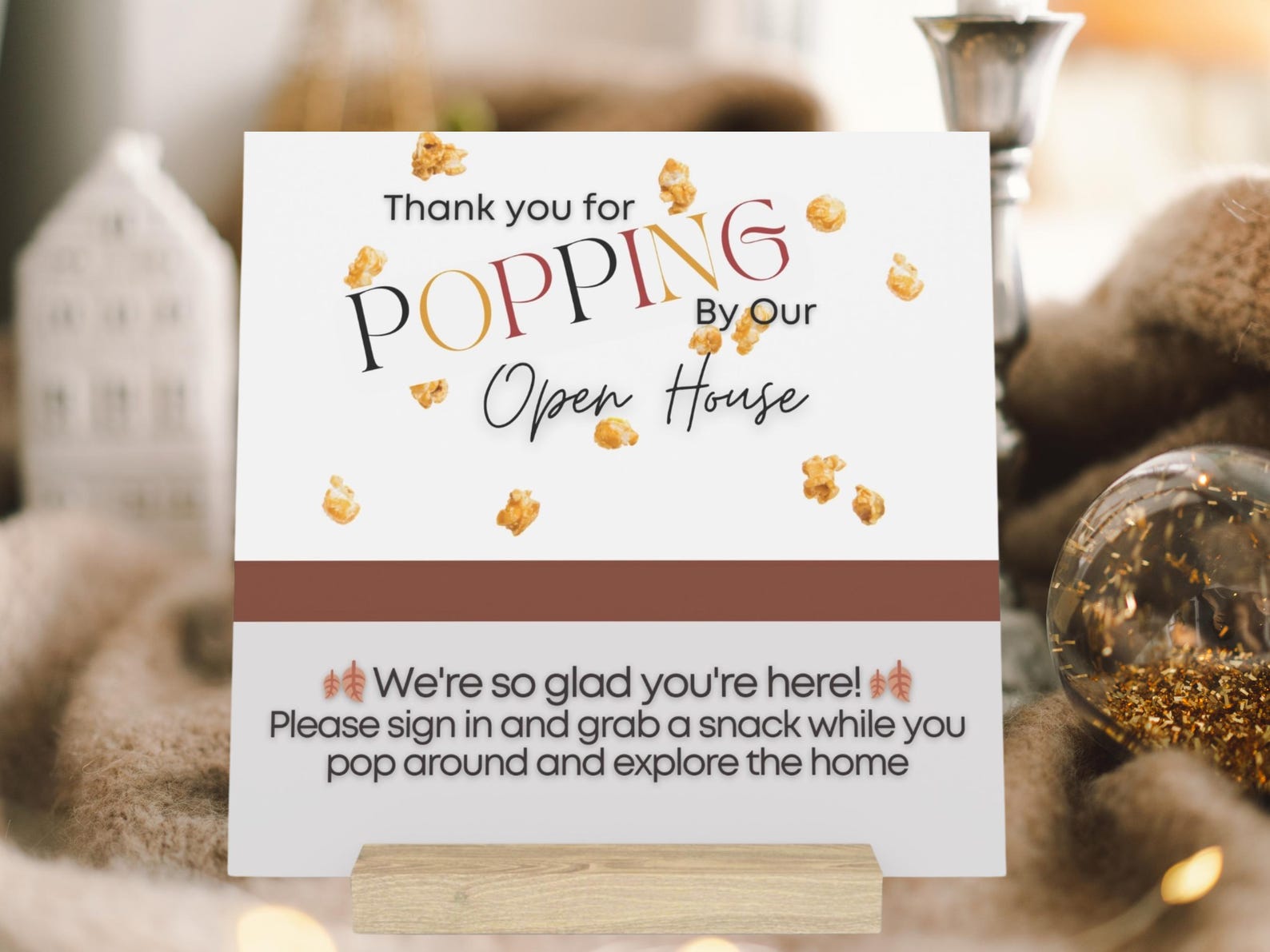 Popcorn Open House Sign | 10x10 Realtor Welcome & Snack Station Decor ...