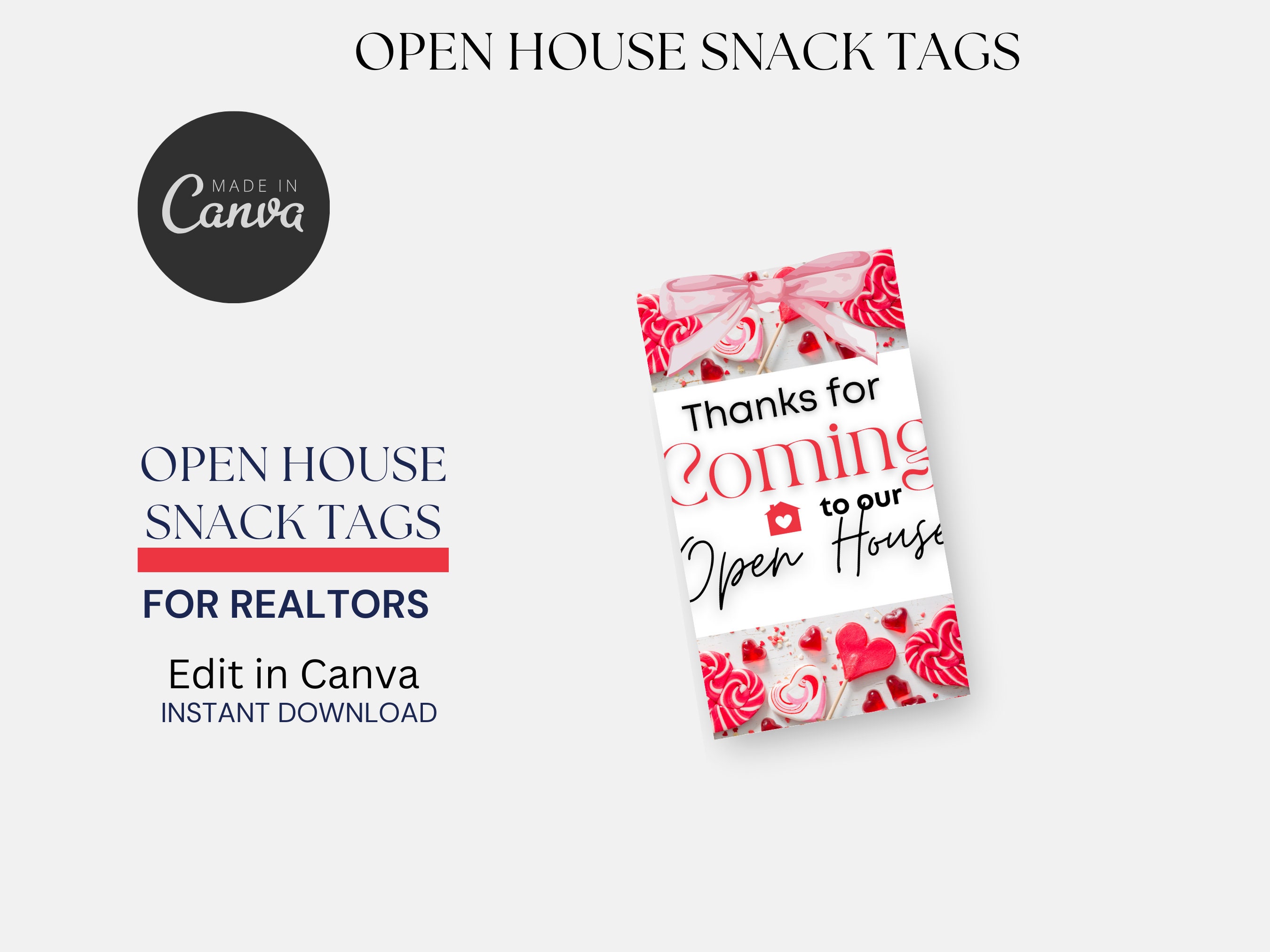 Happy Valentine's Day Real Estate Open House Tag. Instant Download ...