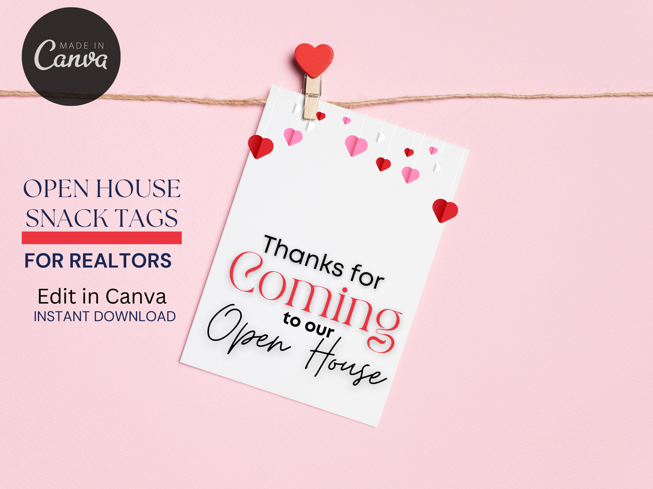 Happy Valentine's Day Real Estate Open House Tag. Instant Download ...