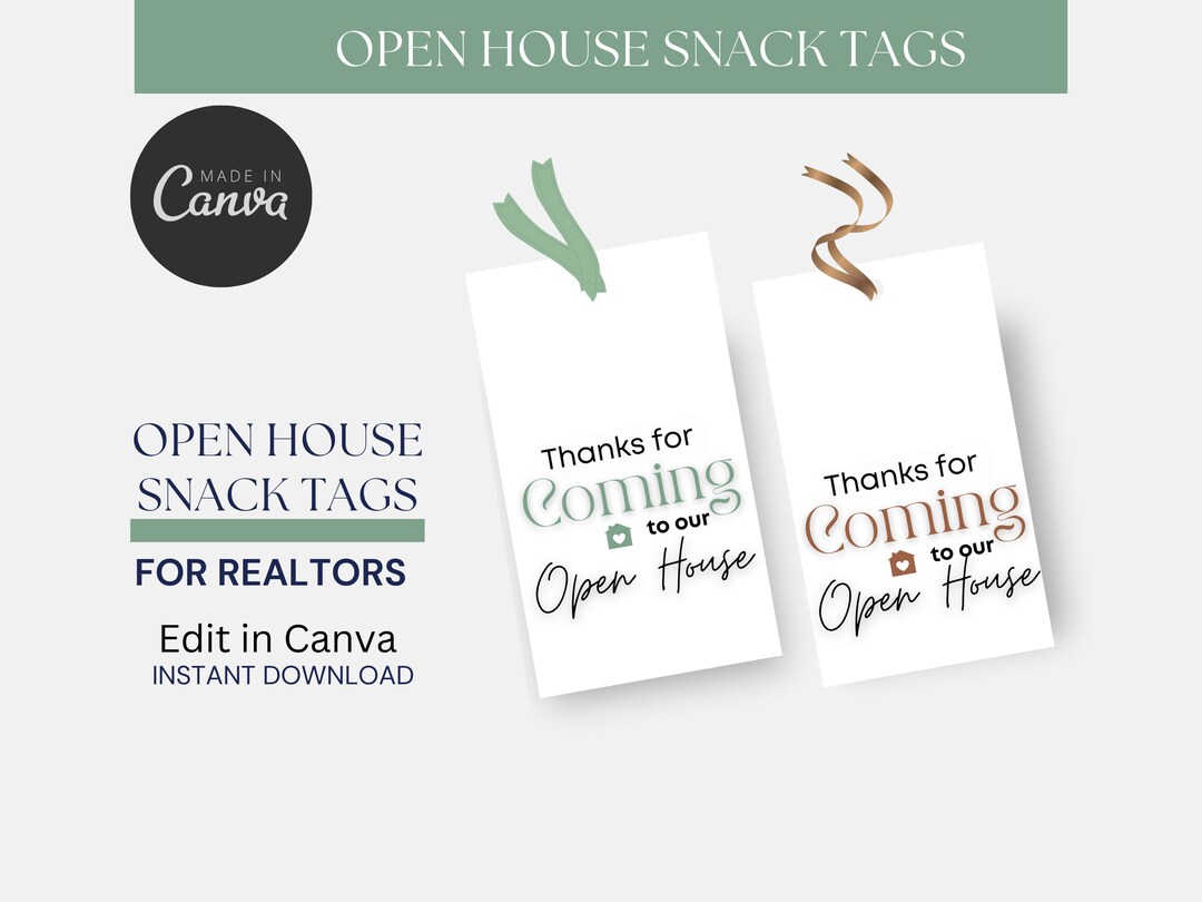 Open House Snack Tag. Instant Download. Open House Tags to Attach to ...