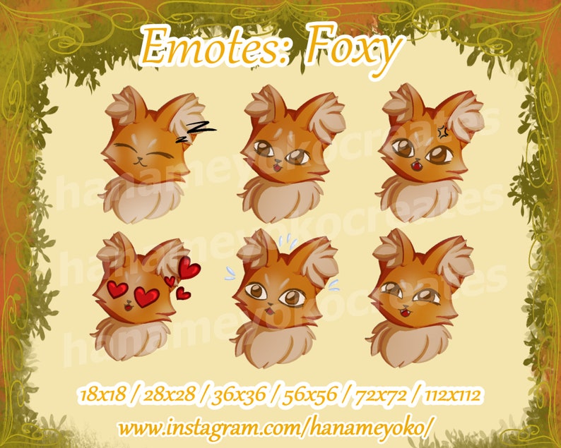 Little Kawaii Cute Foxy Twitch Discord Emote for Stream - Etsy