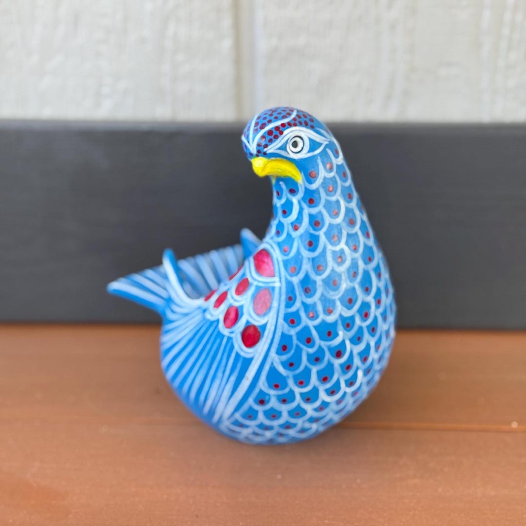 Colorful Mexican Paloma (dove/bird) Plant Pots, Medium, Sky Blue With ...
