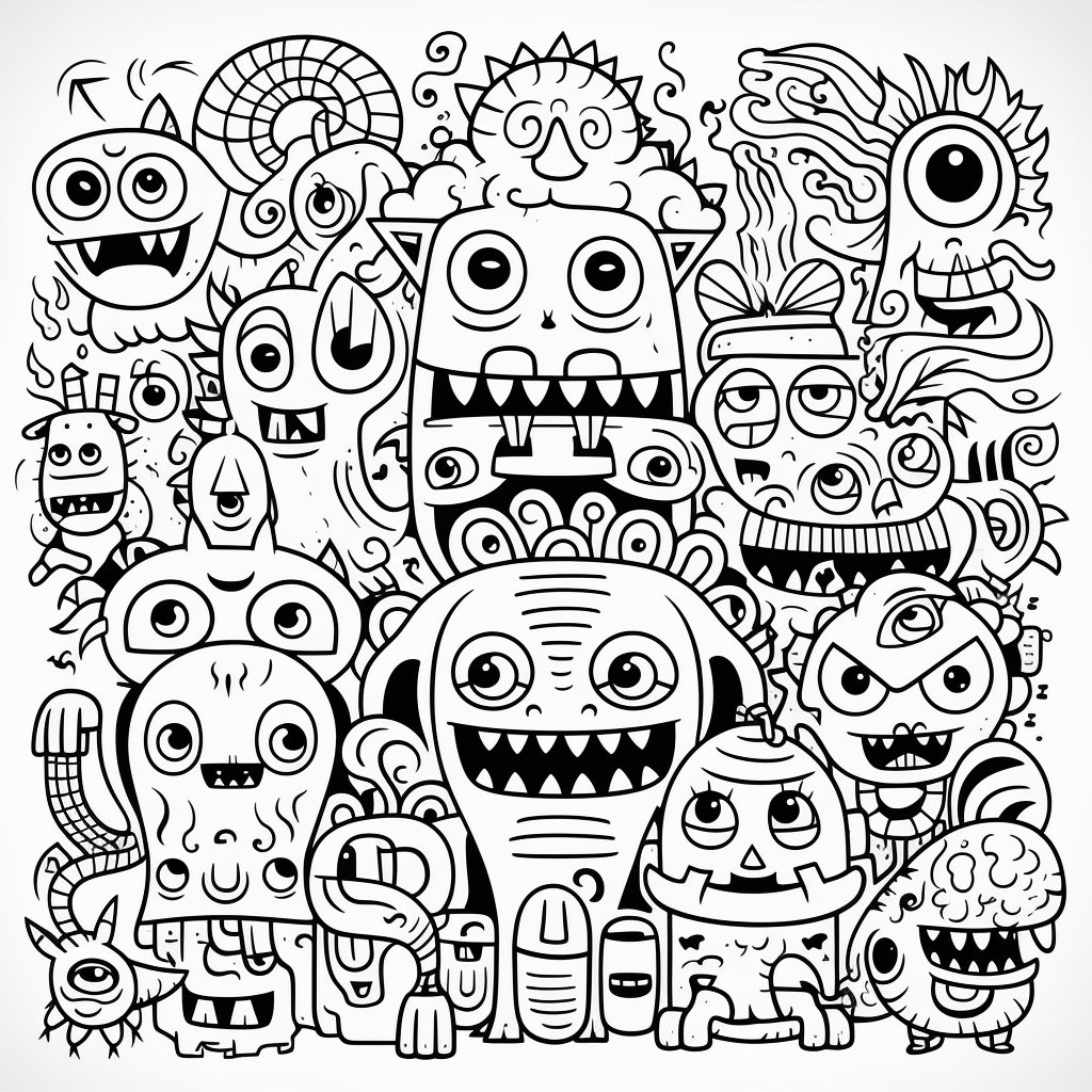 Happy Doodle Creatures Coloring Book - Etsy