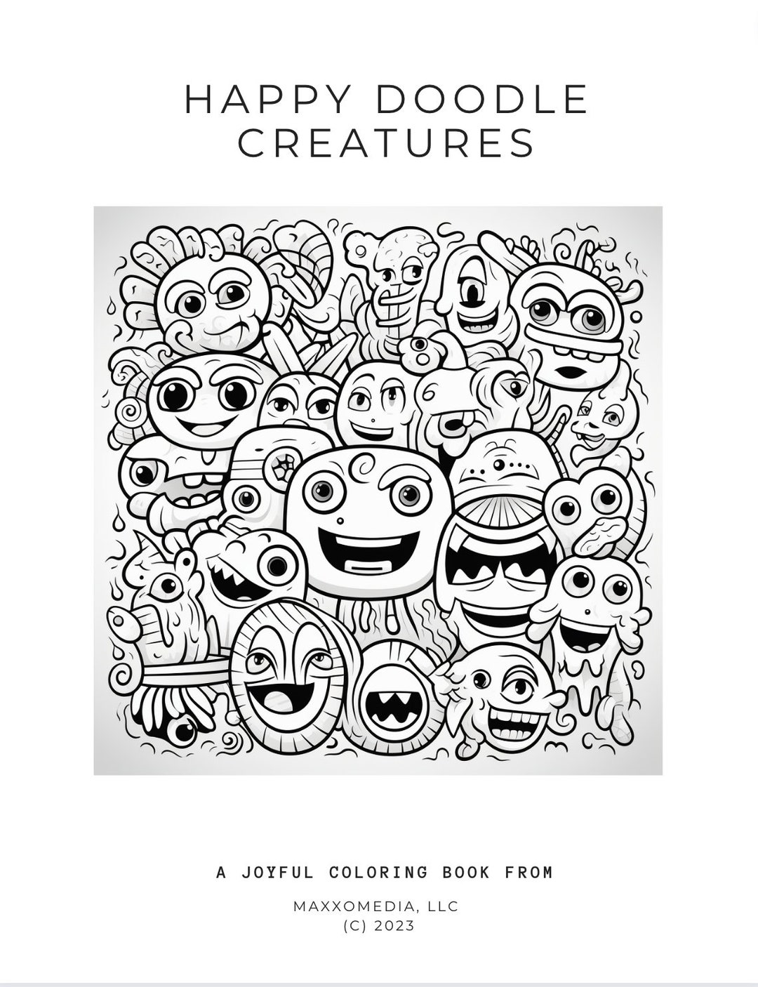 Happy Doodle Creatures Coloring Book - Etsy