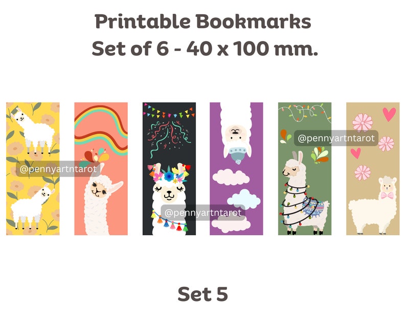 Printable Bookmarks Digital Download Booklover Bookworm Gifts Set 5 ...
