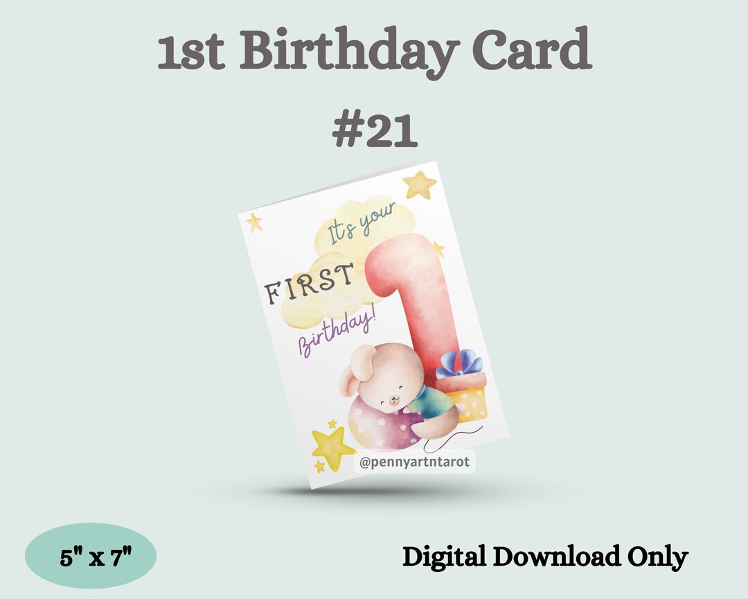 5x7 Happy First Birthday Card Printable Digital Download for One Year ...