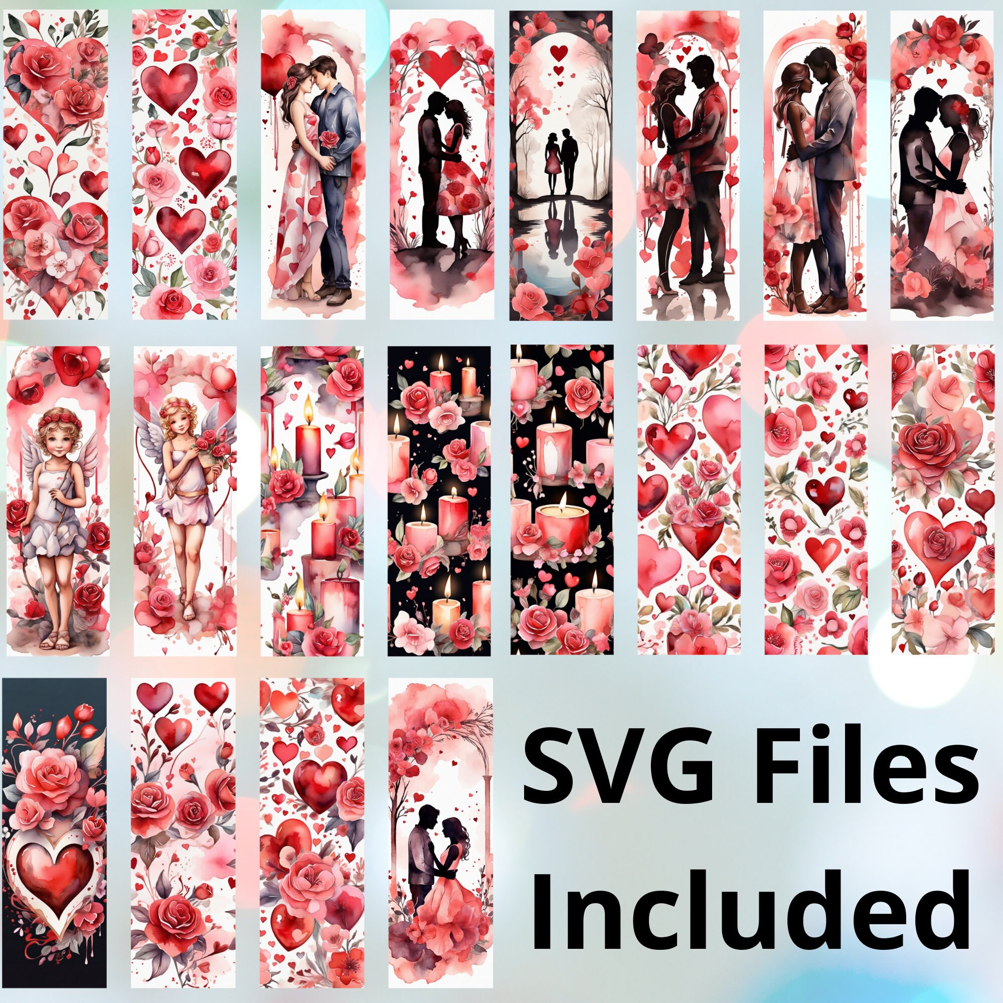 Printable Watercolor Bookmarks SVG, Bookmarks PNG Bundle Cute Bookmark ...