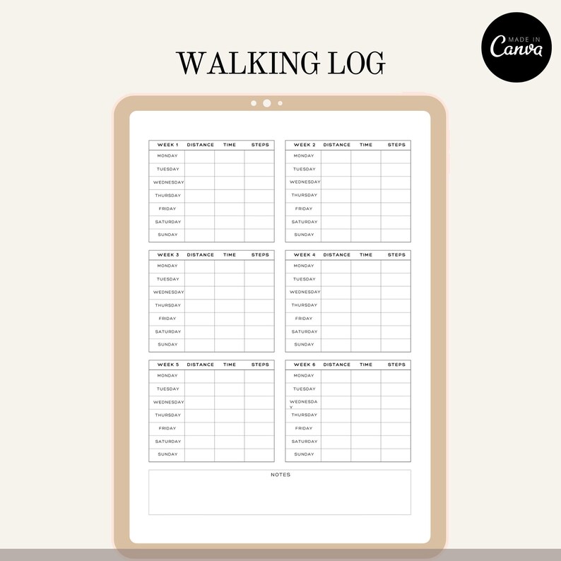 Walking Log, Walking Tracker, Printable Walking Log, Health and Fitness ...