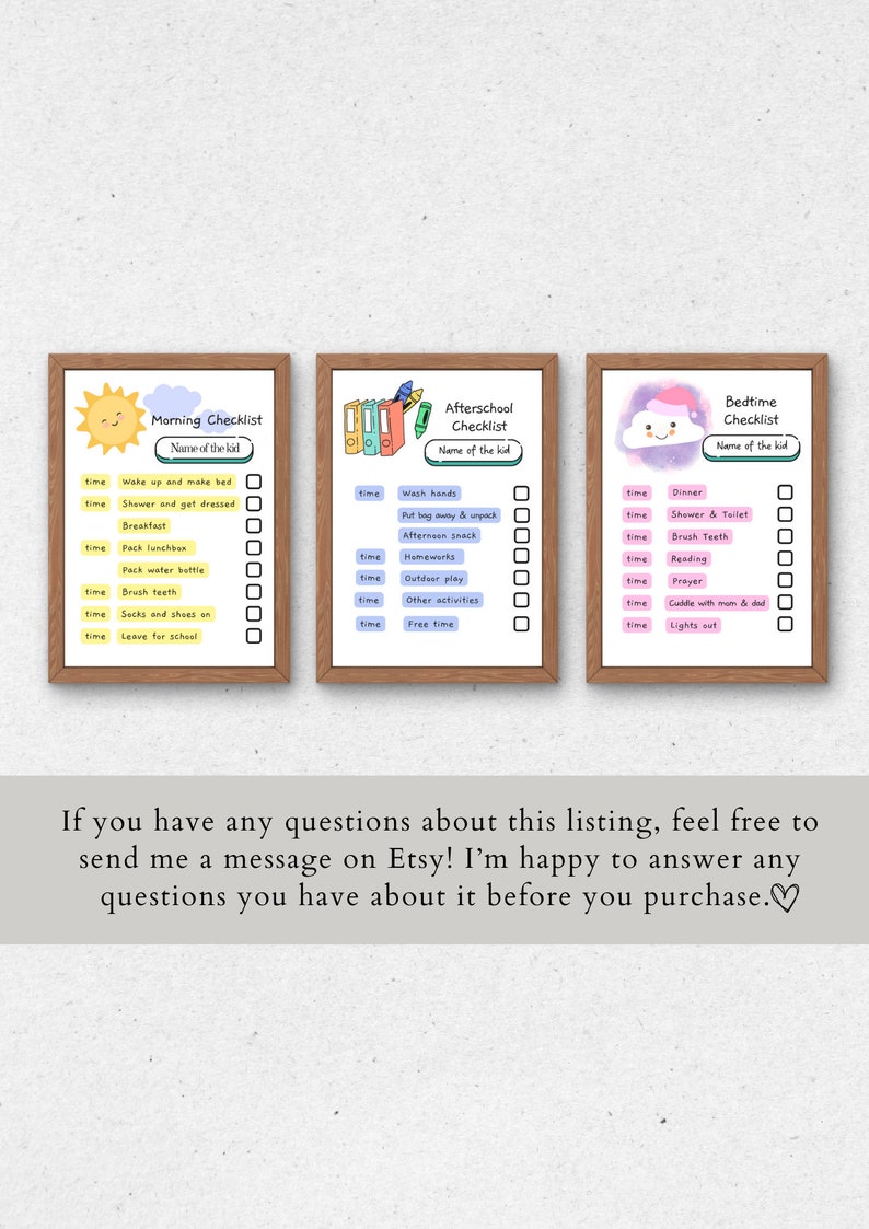 Editable Kids Daily Routine Checklist Preschool or Kindergarten ...